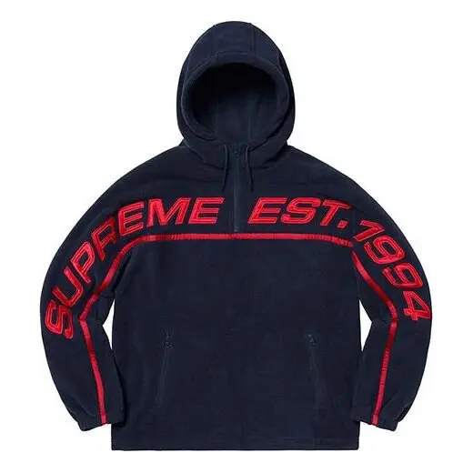 Supreme Polartec Half Zip Hooded Sweatshirt - Blue
