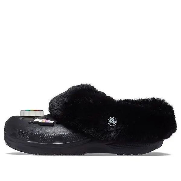 CROCS Classic Clog With Faux Fur Trim - Black