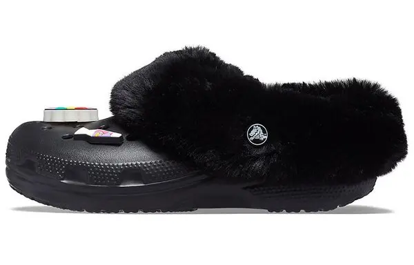 CROCS Classic Clog With Faux Fur Trim - Black