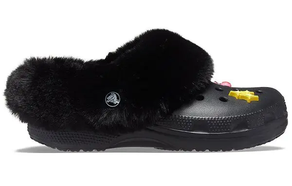 CROCS Classic Clog With Faux Fur Trim - Black