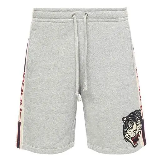 Gucci Ss21 Tiger Head Cotton Shorts - Grey