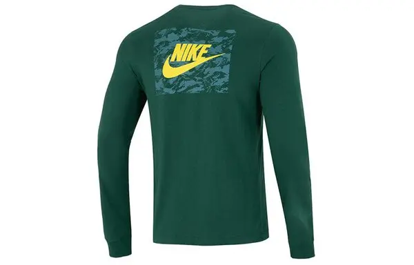 Nike Minimalistic Alphabet Logo Athleisure Casual Sports Round Neck Long Sleeves Green T-shirt - Default Colorway