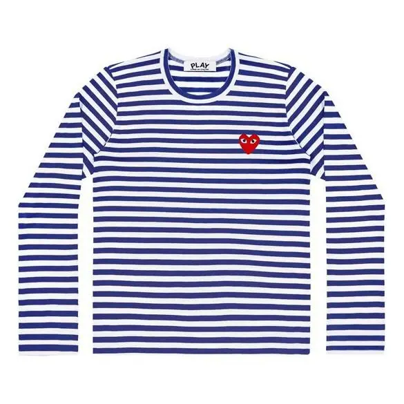 Play Comme Des Garcon Striped Long Sleeve T-shirt - Blue/white