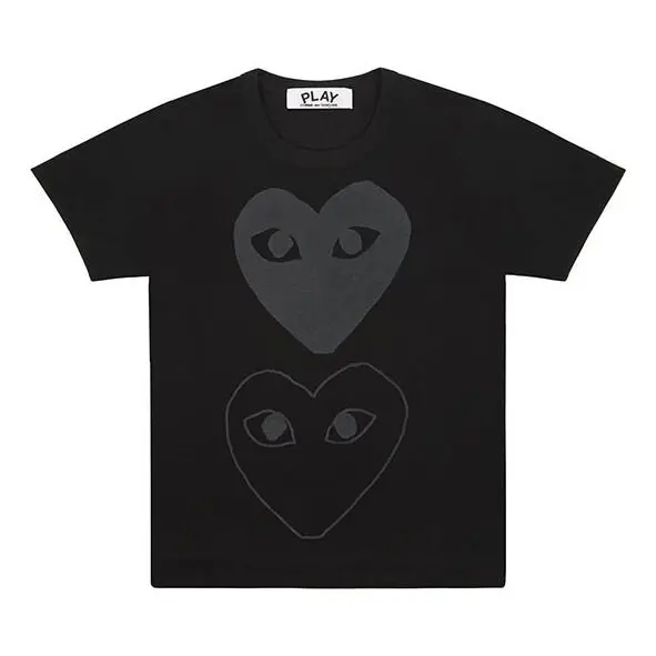 Play Comme Des Garcon Double Heart T-shirt - Black