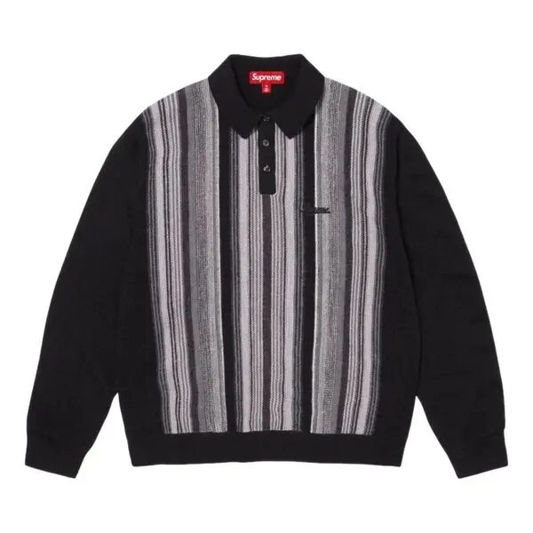 Supreme Multi Stripe Polo Sweater - Black