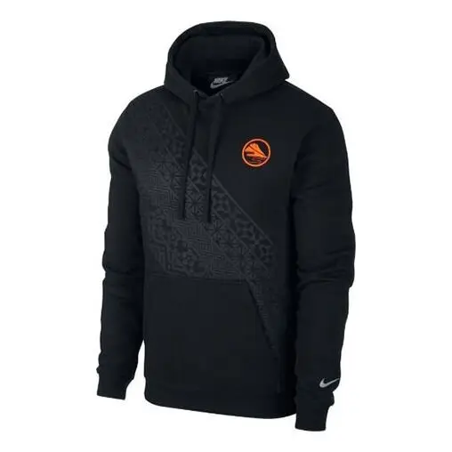 Nike Club Twill Printing Pullover Hoodie - Black