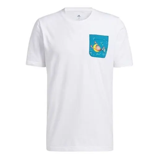 Adidas Lil Stripe Pckt Printing Basketball Sports Round Neck Short Sleeve - White