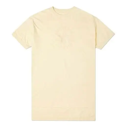 CONVERSE Logo Embroidered Loose Casual Mid-length Short Sleeve Asia Sizing - Light Yellow