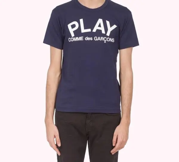 Play Comme Des Garcon Play Logo Tee 'navy White - Blue