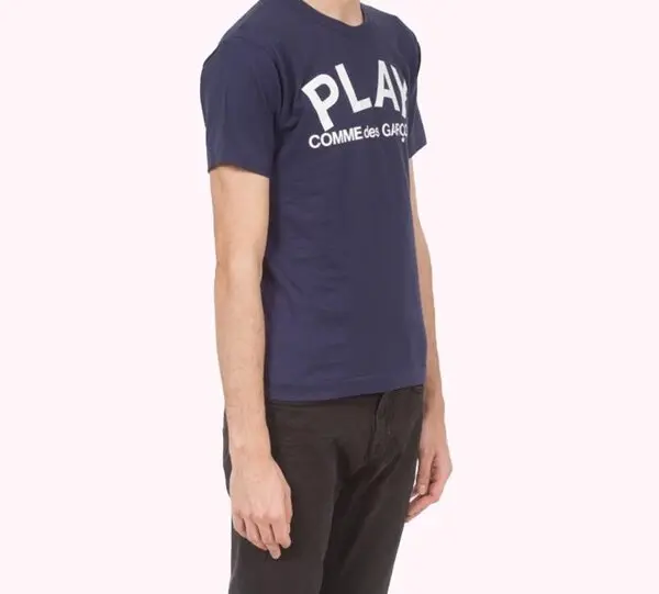 Play Comme Des Garcon Play Logo Tee 'navy White - Blue