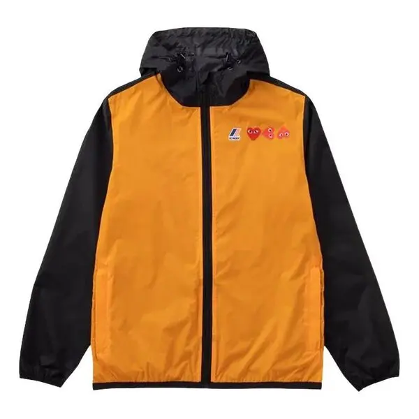 Play Comme Des Garcon Fw25 K-way Hoodie Full Zip 'orange Black