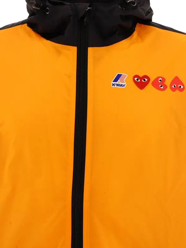 Play Comme Des Garcon Fw25 K-way Hoodie Full Zip 'orange Black