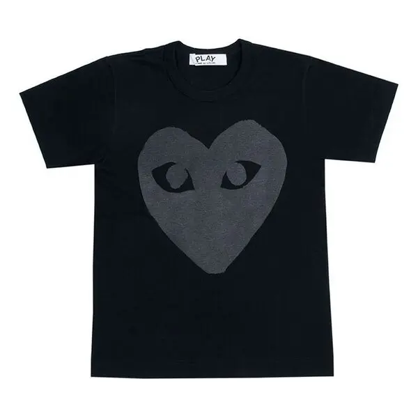 Play Comme Des Garcon Heart Shape Printing Short Sleeve Tee - Black