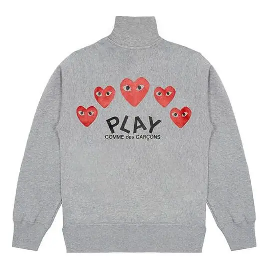 Play Comme Des Garcon 5 Hearts Full Zip Jacket - Grey