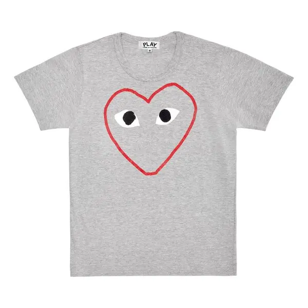 Play Comme Des Garcon Red Heart Sketch T-shirt - Grey