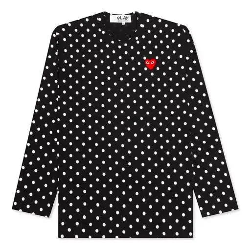 Play Comme Des Garcon Polka Dot Long Sleeves Tee White - Black