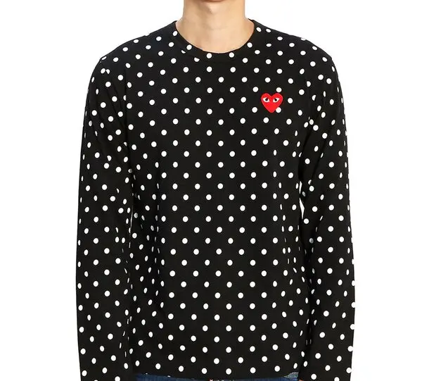 Play Comme Des Garcon Polka Dot Long Sleeves Tee White