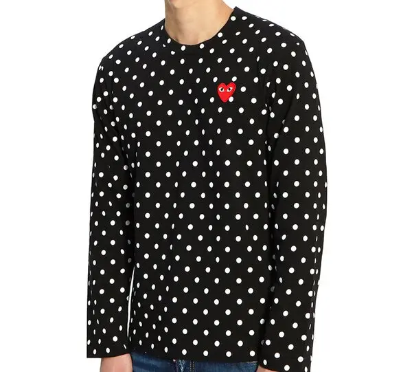 Play Comme Des Garcon Polka Dot Long Sleeves Tee White