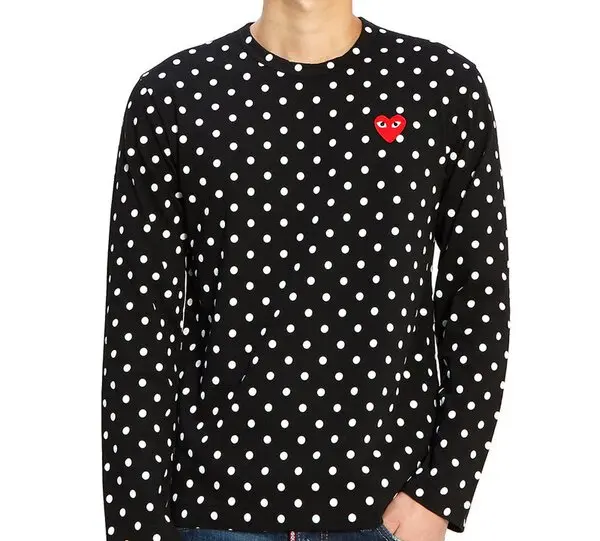 Play Comme Des Garcon Polka Dot Long Sleeves Tee White