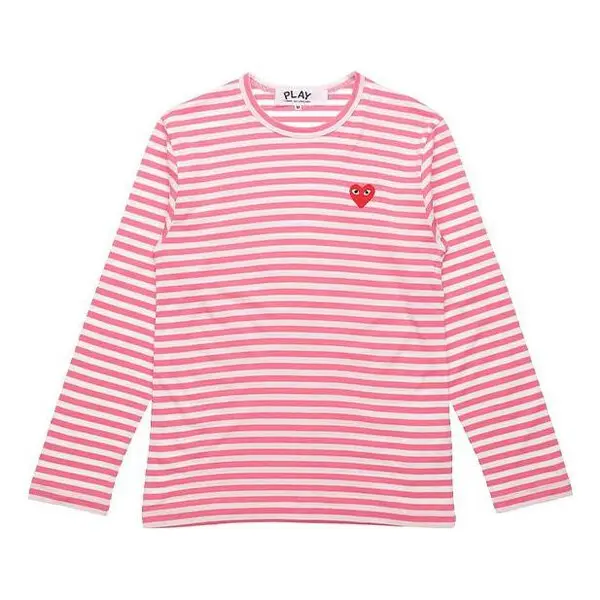 Play Comme Des Garcon Striped Long Sleeve T-shirt - Pink
