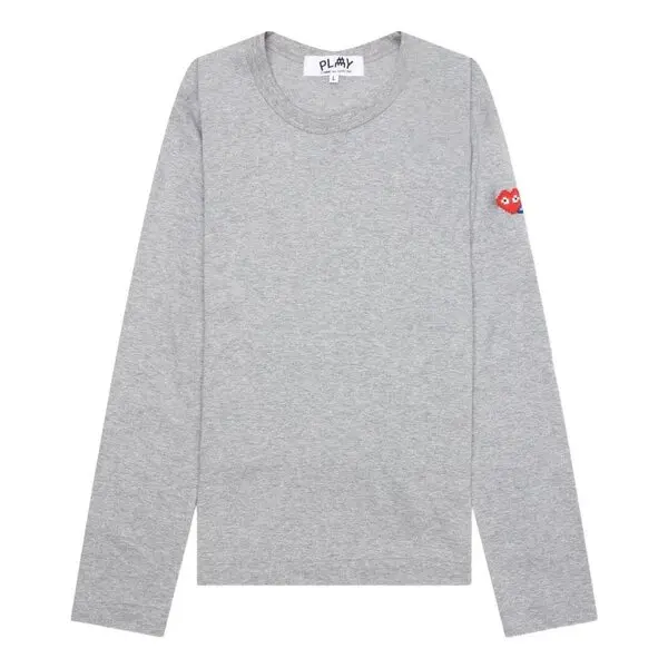 Play Comme Des Garcon X Invader Long Sleeve T-shirt - Grey