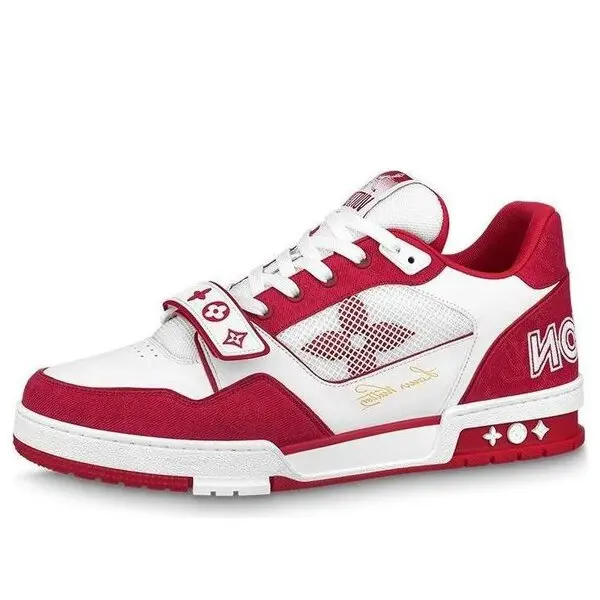 LOUIS VUITTON Trainer High Top Sneakers - White/red
