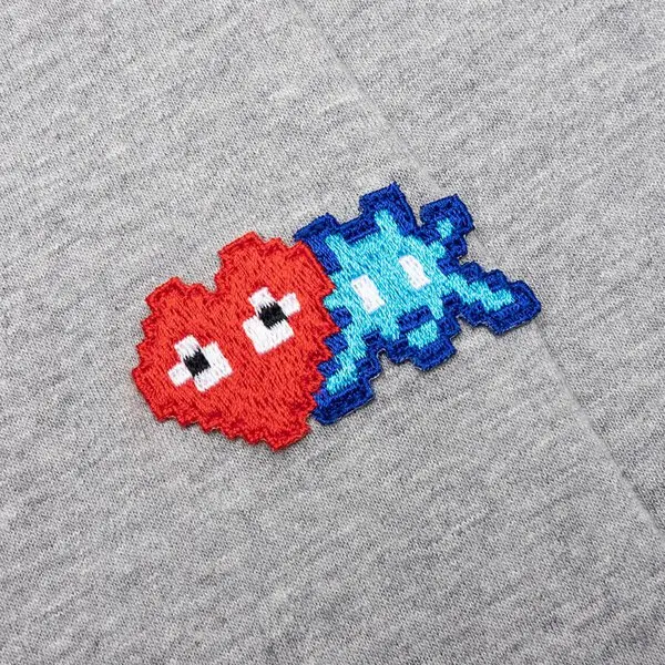 Play Comme Des Garcon Fw25 X Invader Double Pixel Heart Long Sleeve T-shirt 'gray - Grey