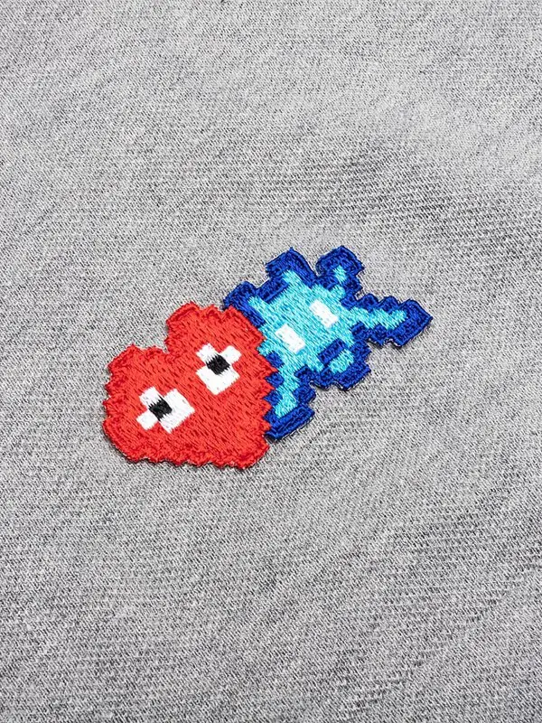 Play Comme Des Garcon Ss25 X Invader Pixel Heart Polo Shirt - Grey