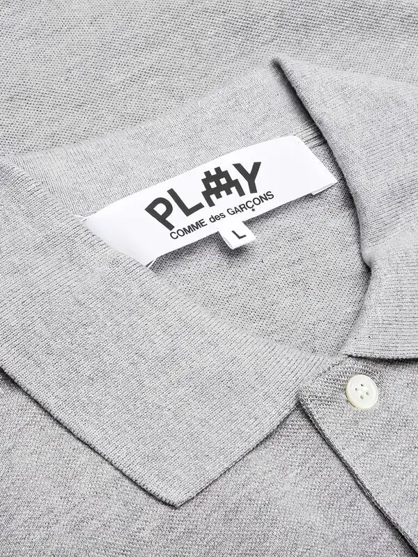 Play Comme Des Garcon Ss25 X Invader Pixel Heart Polo Shirt - Grey