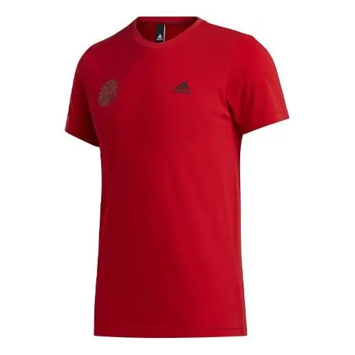 Adidas Alphabet Logo Printing Short Sleeve Red - Light Red