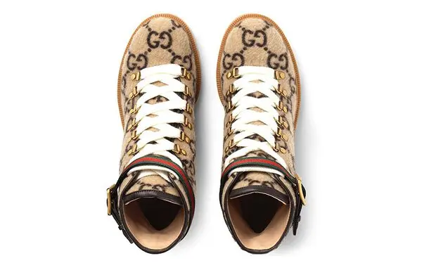 Gucci Gg Monogram Lace Up Combat Ankle Boots