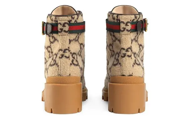 Gucci Gg Monogram Lace Up Combat Ankle Boots