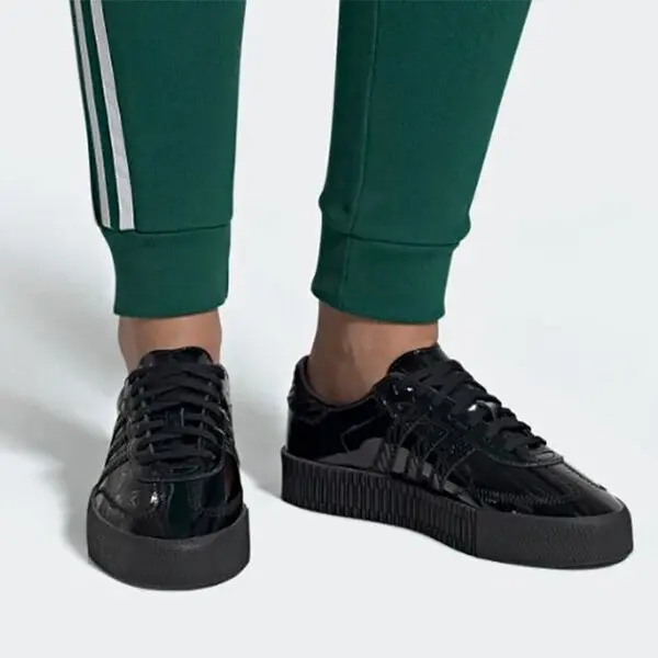 Adidas Sambarose Patent Platform Sneakers - Black