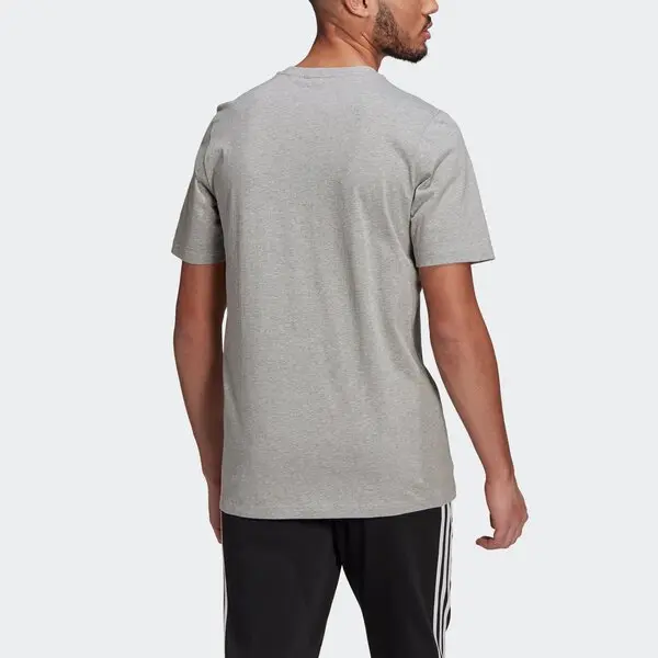 Adidas Essentials Embroidered Logo Sports Round Neck Short Sleeve Gray