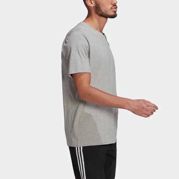 Adidas Essentials Embroidered Logo Sports Round Neck Short Sleeve Gray