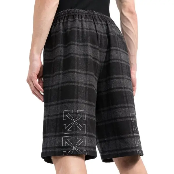 Off-White Checkered Loose Fit Shorts - Black/grey