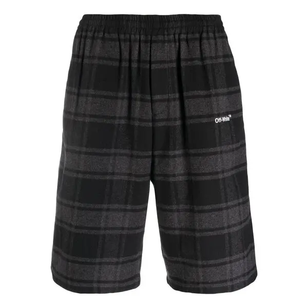 Off-White Checkered Loose Fit Shorts - Black/grey