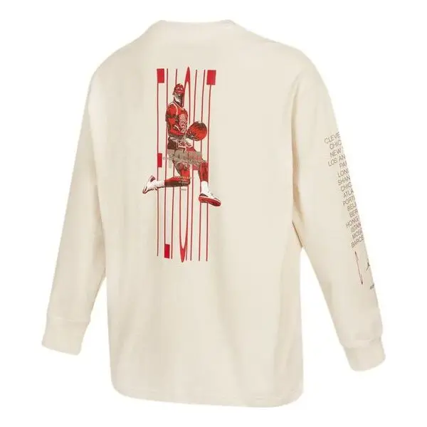 JORDAN Ss22 Logo Printing Round Neck Long Sleeves Autumn Creamy White T-shirt - Default Color