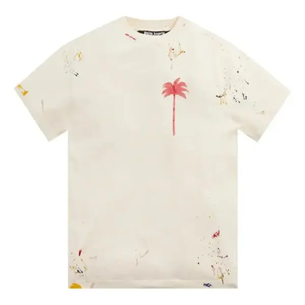 Palm Angels Palm Tree Painted T-shirt 'off White Red - Off White/red