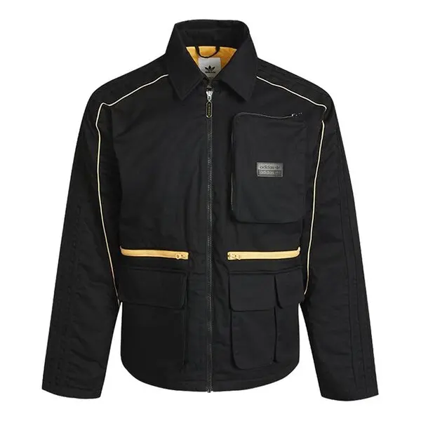 Adidas Originals Athleisure Casual Sports Lapel Padded Black Jacket - Default Color