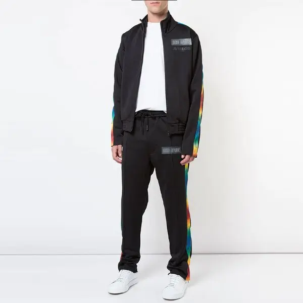 Off-White Drawstring Waist Side Stripe Drawstring Casual Pants/trousers Loose Fit