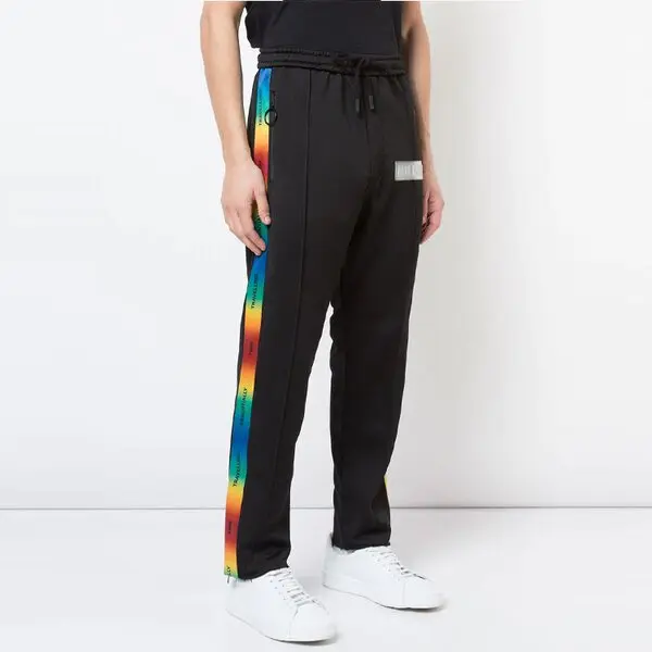 Off-White Drawstring Waist Side Stripe Drawstring Casual Pants/trousers Loose Fit