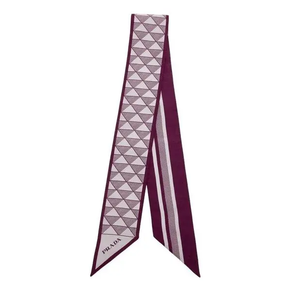 Prada Fw25 Jacquard Silk Scarf - Purple