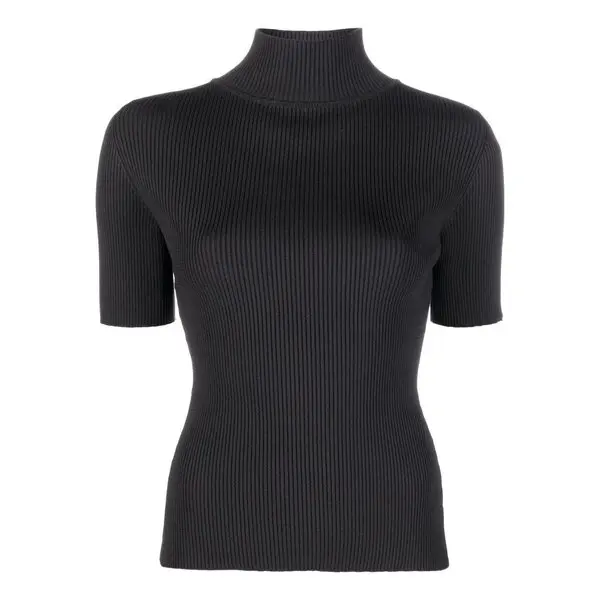 Off-White Ribbed High Neck T-shirt - Black