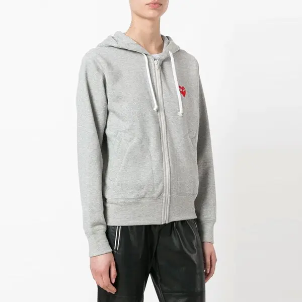 Play Comme Des Garcon Big Heart Zip Hooded Sweatshirt