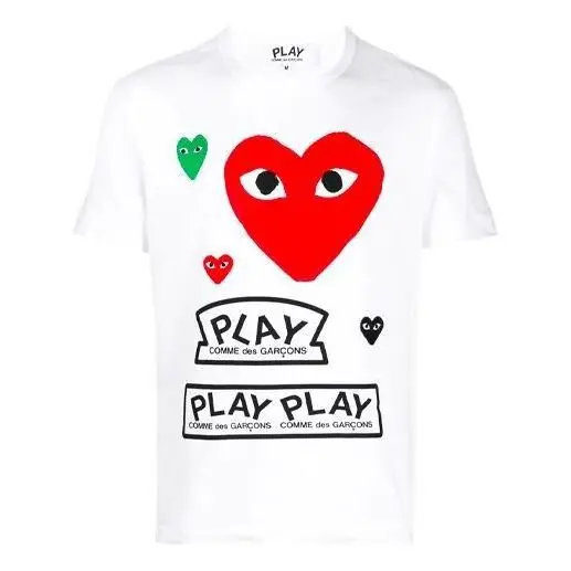 Play Comme Des Garcon Multi Heart T-shirt 'white Red - White/red
