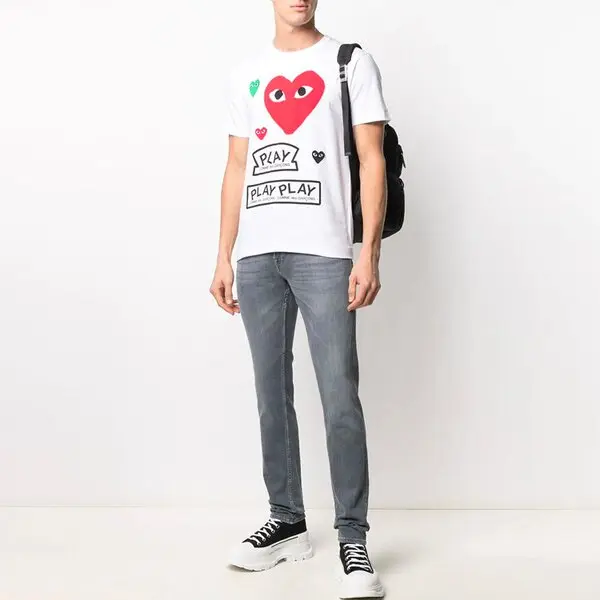 Play Comme Des Garcon Multi Heart T-shirt 'white Red