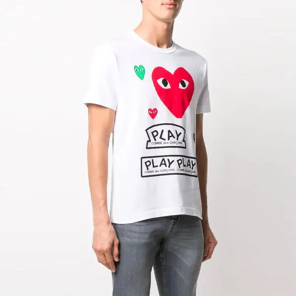 Play Comme Des Garcon Multi Heart T-shirt 'white Red