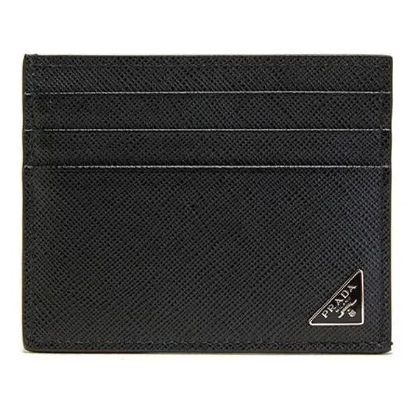 Prada Ss26 Saffiano Leather Card Holder - Black