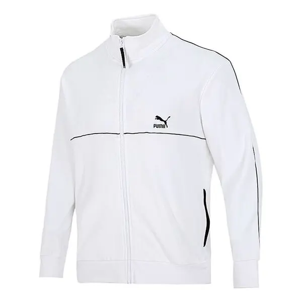 PUMA Stand Collar Logo Track Jacket - White